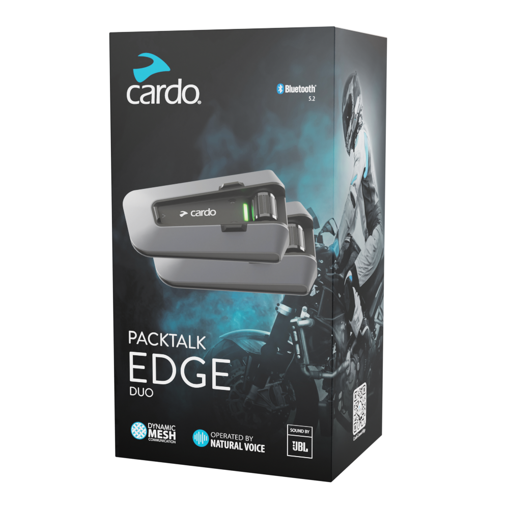 Cardo Packtalk Edge Motorcycle Bluetooth/Mesh Communication System (Duo ...